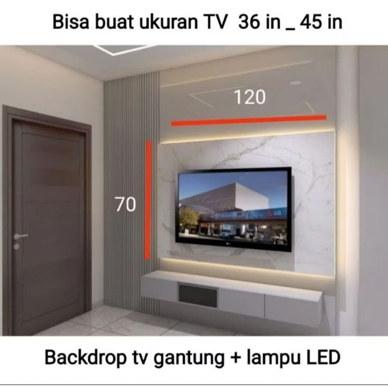 Jual Backdrop TV LED Minimalis Ukuran P.120cm x L.70cm | Shopee Indonesia