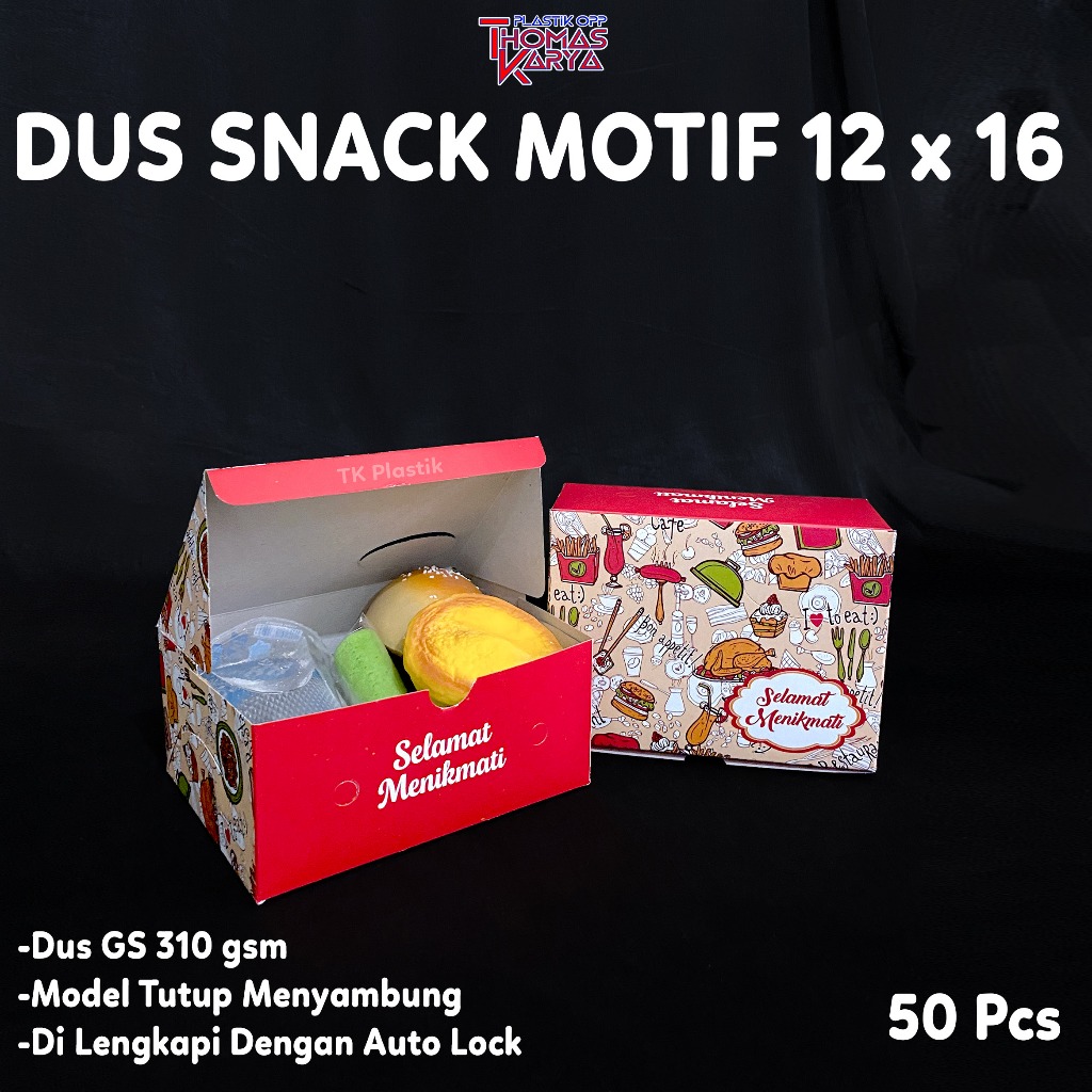 Jual Dus Snack Box 12x16 isi 50 Kardus GS Motif Printing 310gsm Snekbox ...