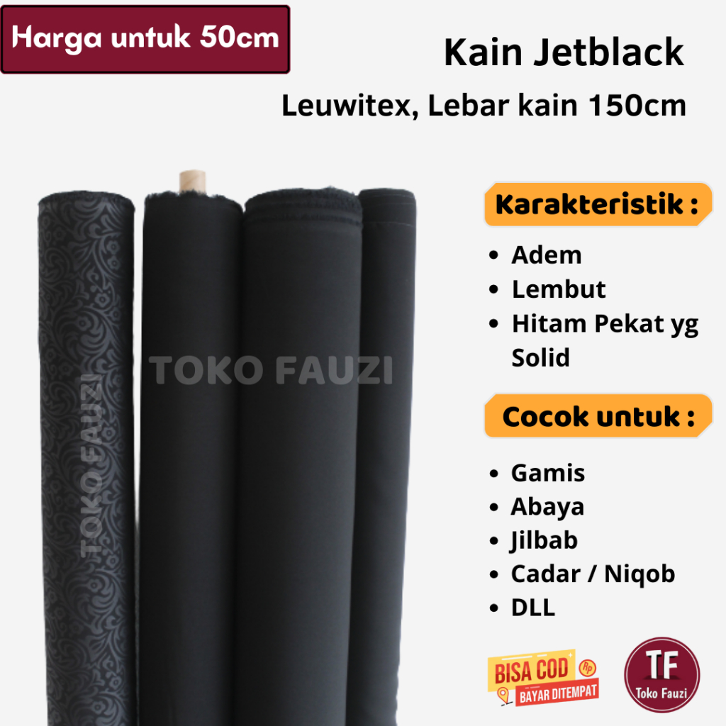 Jual 50cm Kain Jetblack Leuwitex Meteran Super Jetblack Hitam Pekat ...