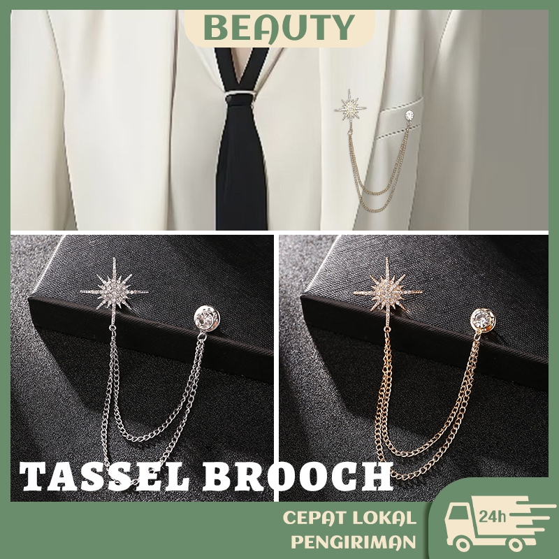 Jual Lapel Pin Bros Jas Rantai Rumbai Bintang Brooch Pria Wanita ...