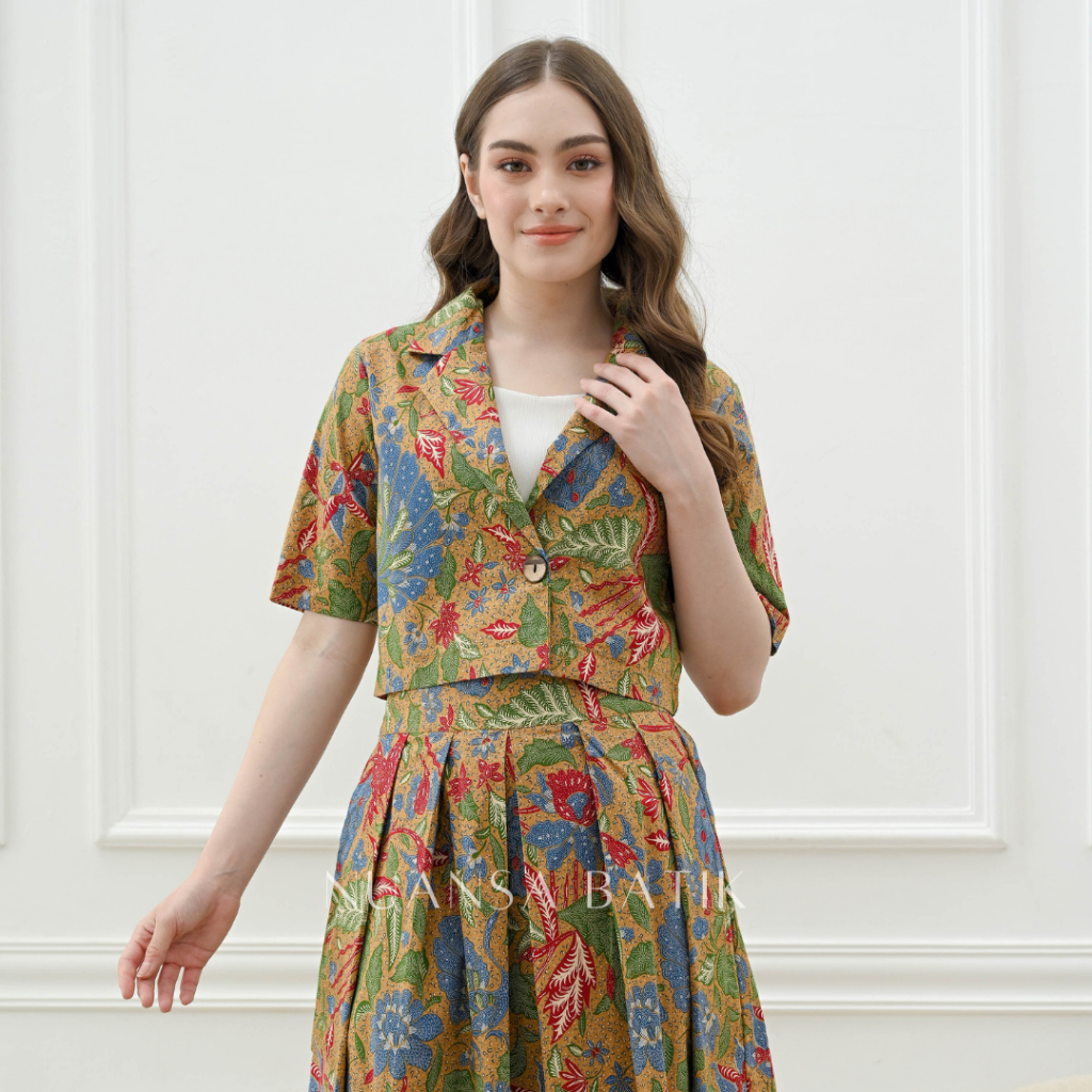 Jual Nuansa Batik Blouse Batik Crop Lengan Pendek Bahan Katun Stretch ...