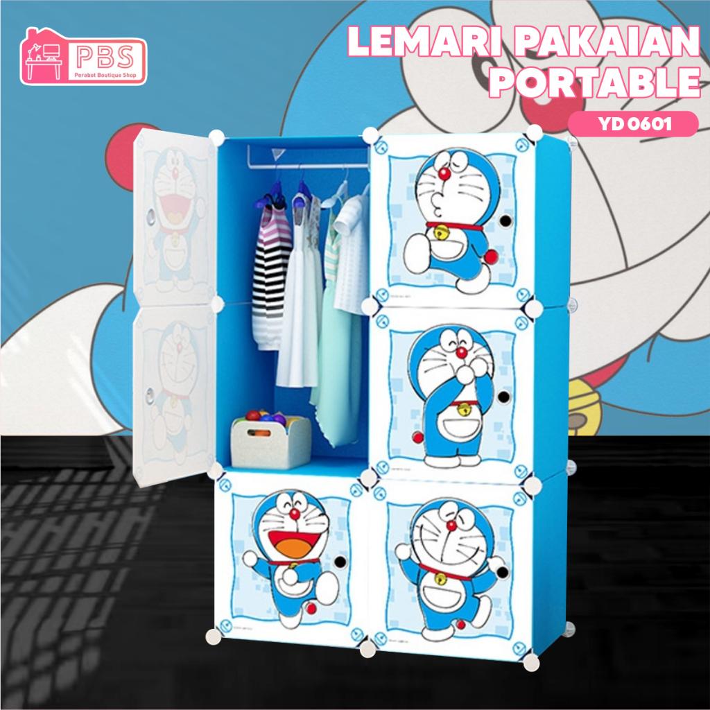 Jual PERABOT Lemari Pakaian Rakit Plastik 6 Pintu Lemari Portable Rak ...