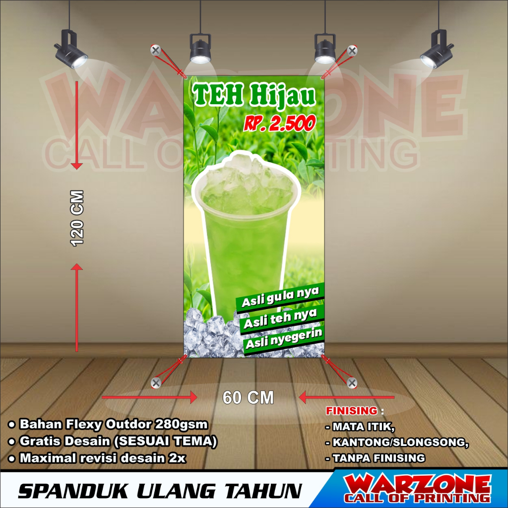 Jual SPANDUK/MMT/BANNER 120x60. JUAL ES TEH HIJAU, BISA CUSTOM DESAIN ...