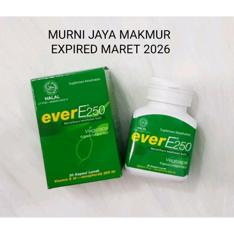 Jual EVER E 250 IU VITAMIN E 250 IU,BOTOL ISI 30 KAPSUL LUNAK | Shopee ...