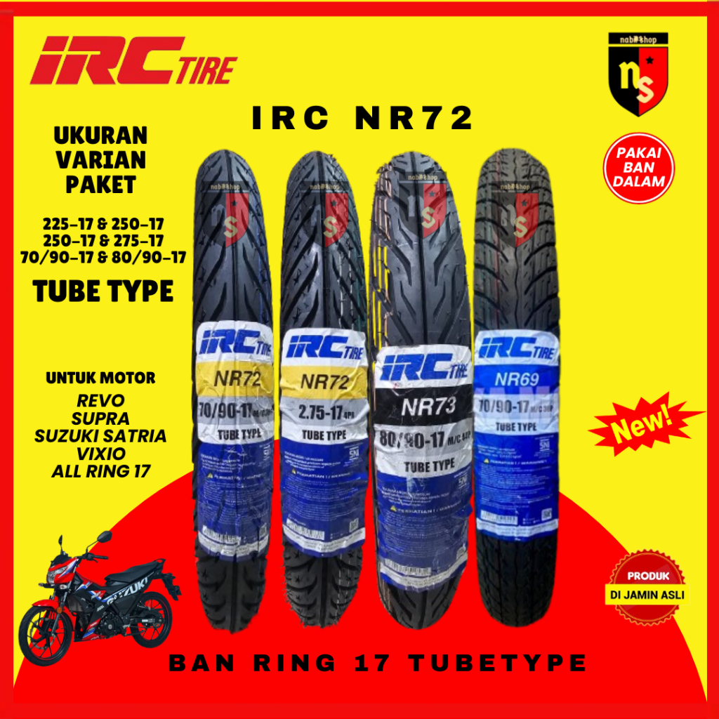 Jual Paket Ban Motor Ring 17 IRC NR 72 250-17 Dan 275-17 Tube Type ...