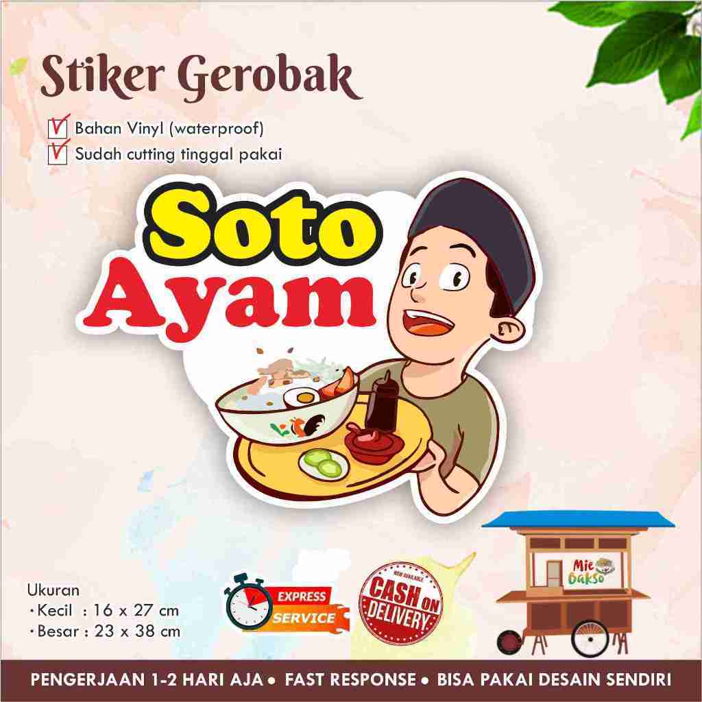 Jual STIKER KACA GEROBAK VINYL SOTO AYAM / LABEL MAKANAN | Shopee Indonesia