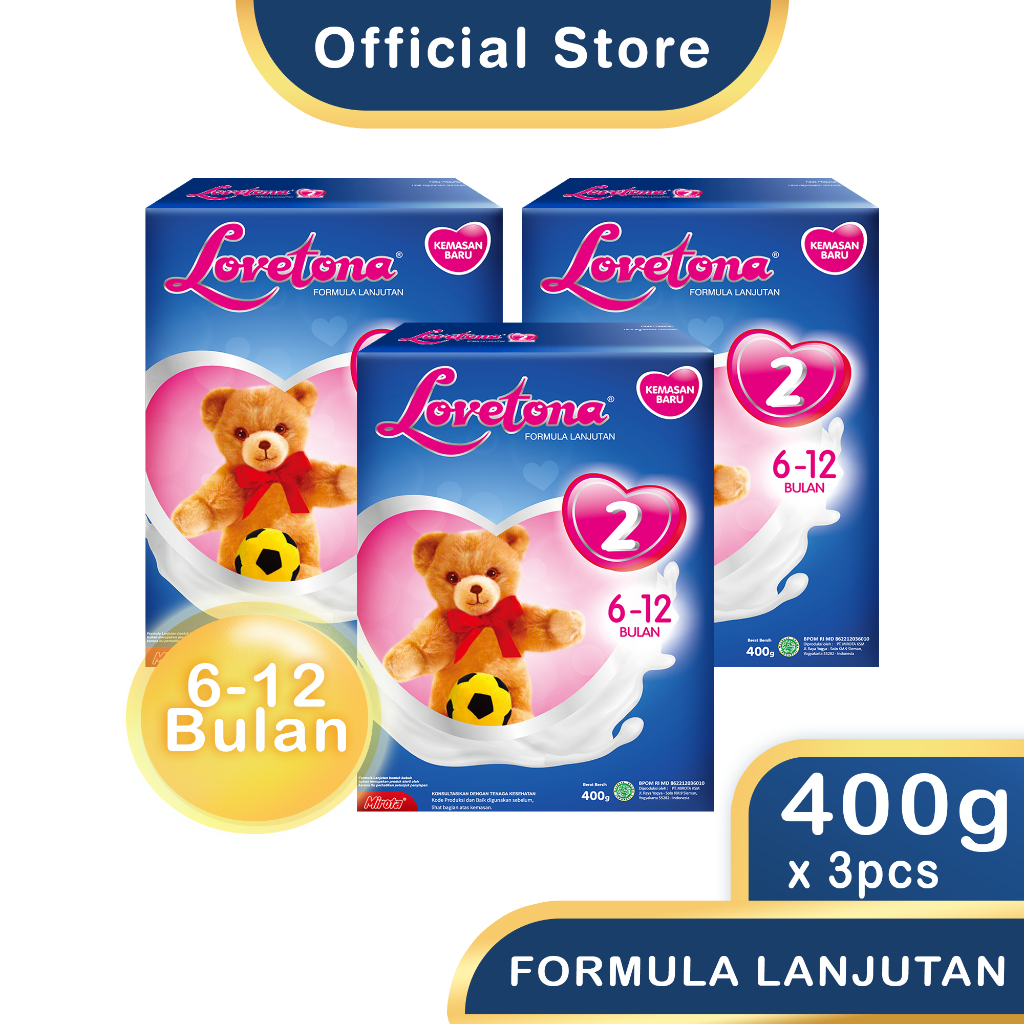 Jual PAKET LOVETONA 2 Susu Formula Bayi 6 - 12 Bulan 400 Gr X 3 Box ...