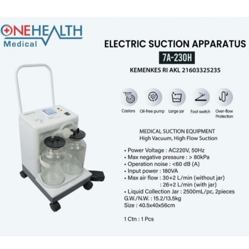 Jual Suction Electric Pump Apparatus 2 Tabung Onehealth 7A-230H ...