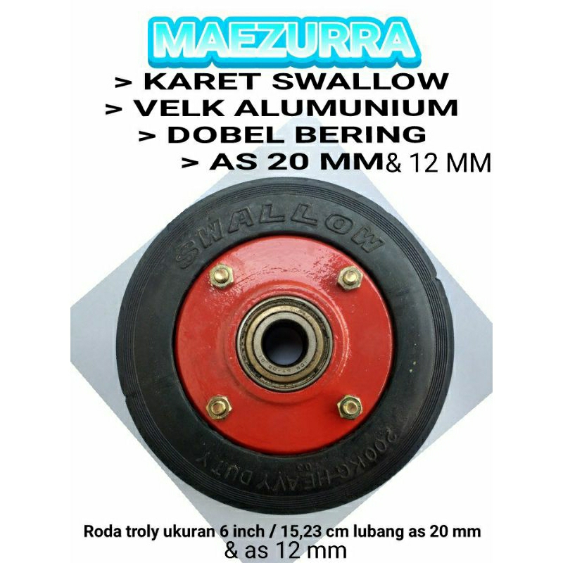 Jual RODA ROLY KARET SWALLOW 6 inchi | RODA TROLY 6 inchi | RODA TROLY ...