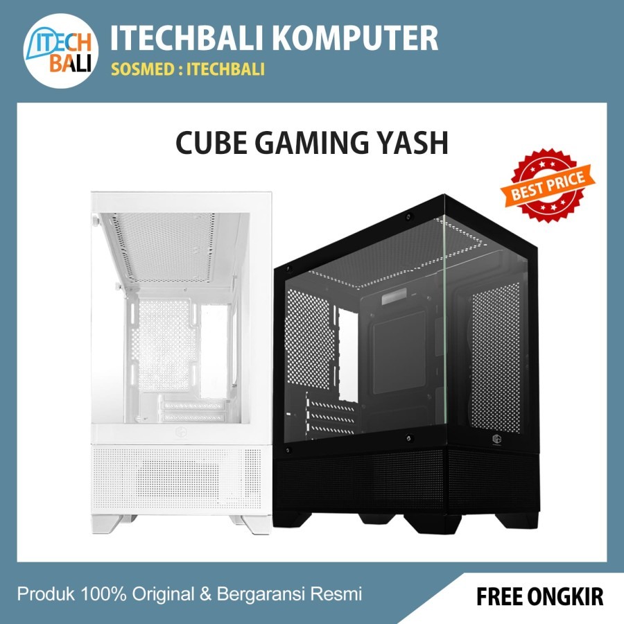 Jual Casing Cube Gaming YASH M-ATX | ITECHBALI - Putih | Shopee Indonesia