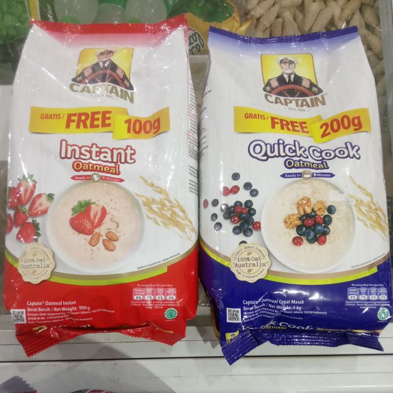 Jual Oatmeal Quick Cook & Instant Captain Oats 1kg | Shopee Indonesia