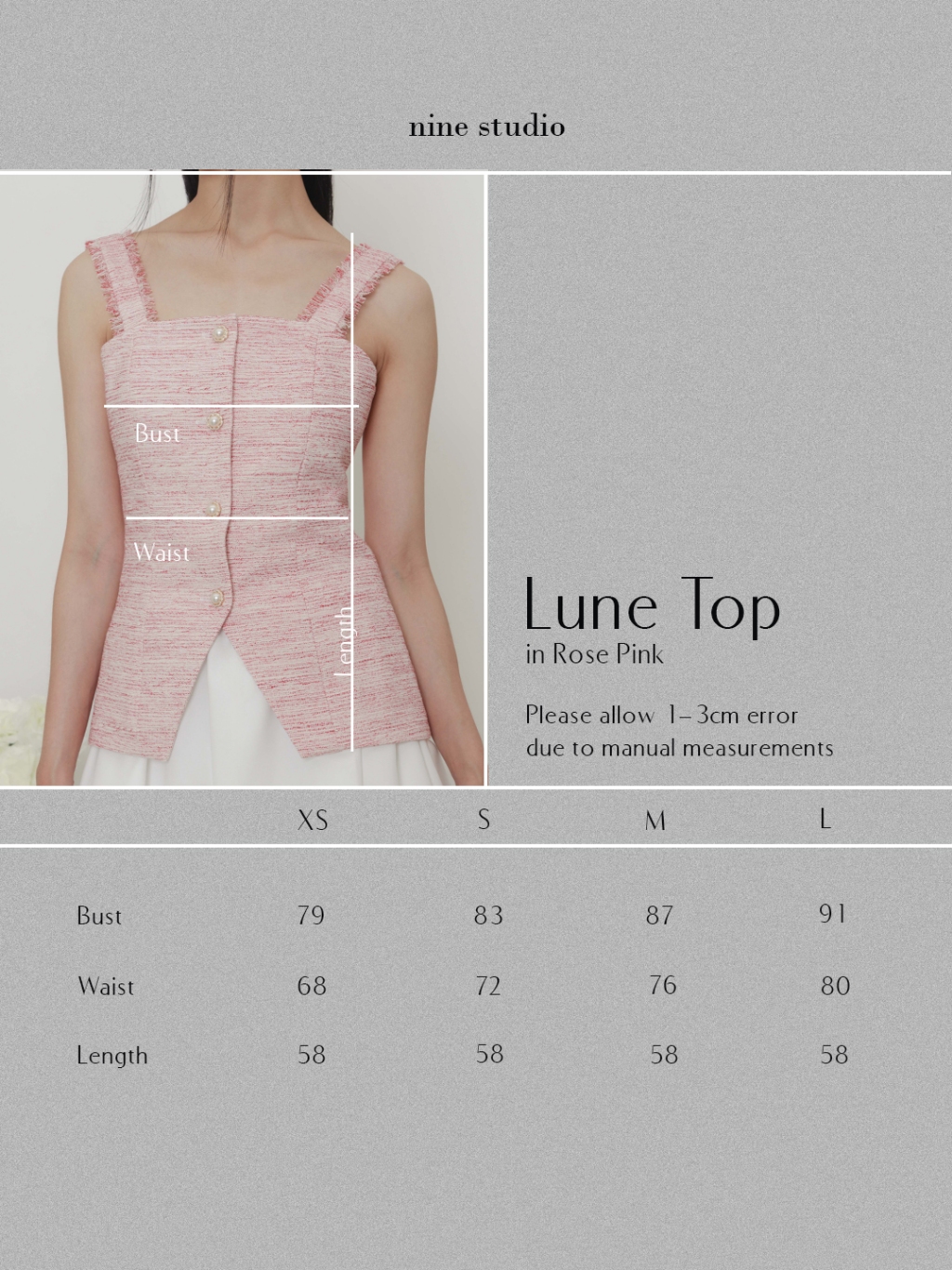 Jual Nine Studio - Lune Top in Rose Pink (SIZE CHART DI SLIDE FOTO ...