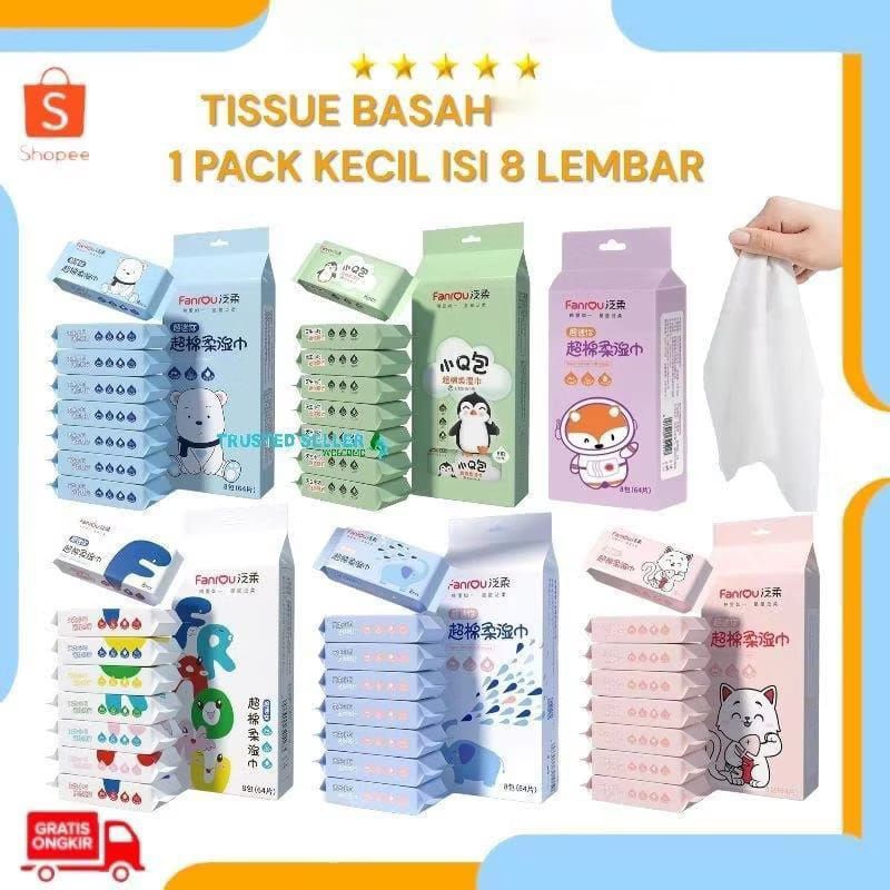 Jual [SATUAN] WET TISSUE TISU BASAH MINI TRAVELPRAKTIS KECIL SATU PAK ...