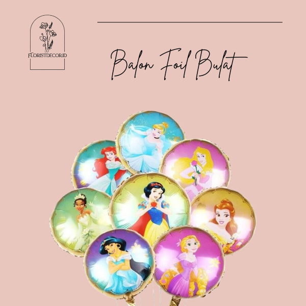 Jual TERMURAH BALON FOIL BULAT DISNEY PRINCESS BELLE/ARIEL/AURORA/TIANA ...