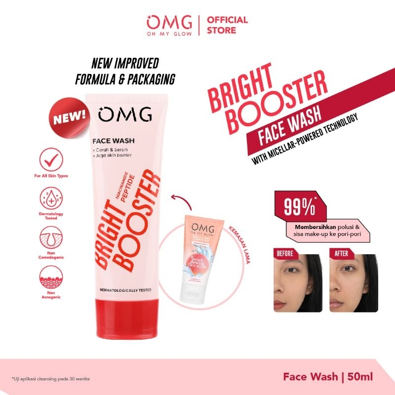 Jual OMG Oh My Glow Bright Booster Face Wash 50mL | Shopee Indonesia