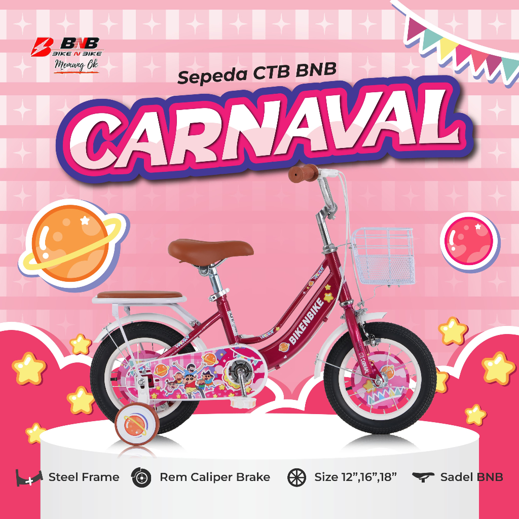 Jual BNB CARNAVAL 12 16 18 inch Sepeda Anak Cewek Keranjang | Shopee ...