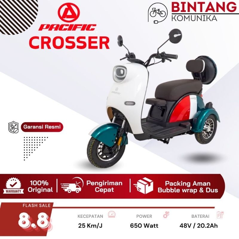 Jual Sepeda Listrik Roda 3 PACIFIC CROSSER 650W Garansi Resmi Pacific ...