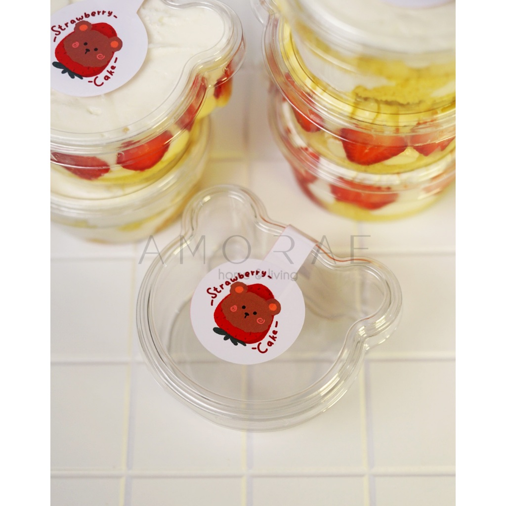 Jual Korean Mini Cake box Dessert cup Bear / Wadah Plastik Puding kotak ...