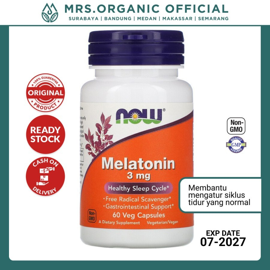 Jual NOW Melatonin 3mg – 60 Caps | Atasi Insomnia, Tidur Nyenyak Alami ...