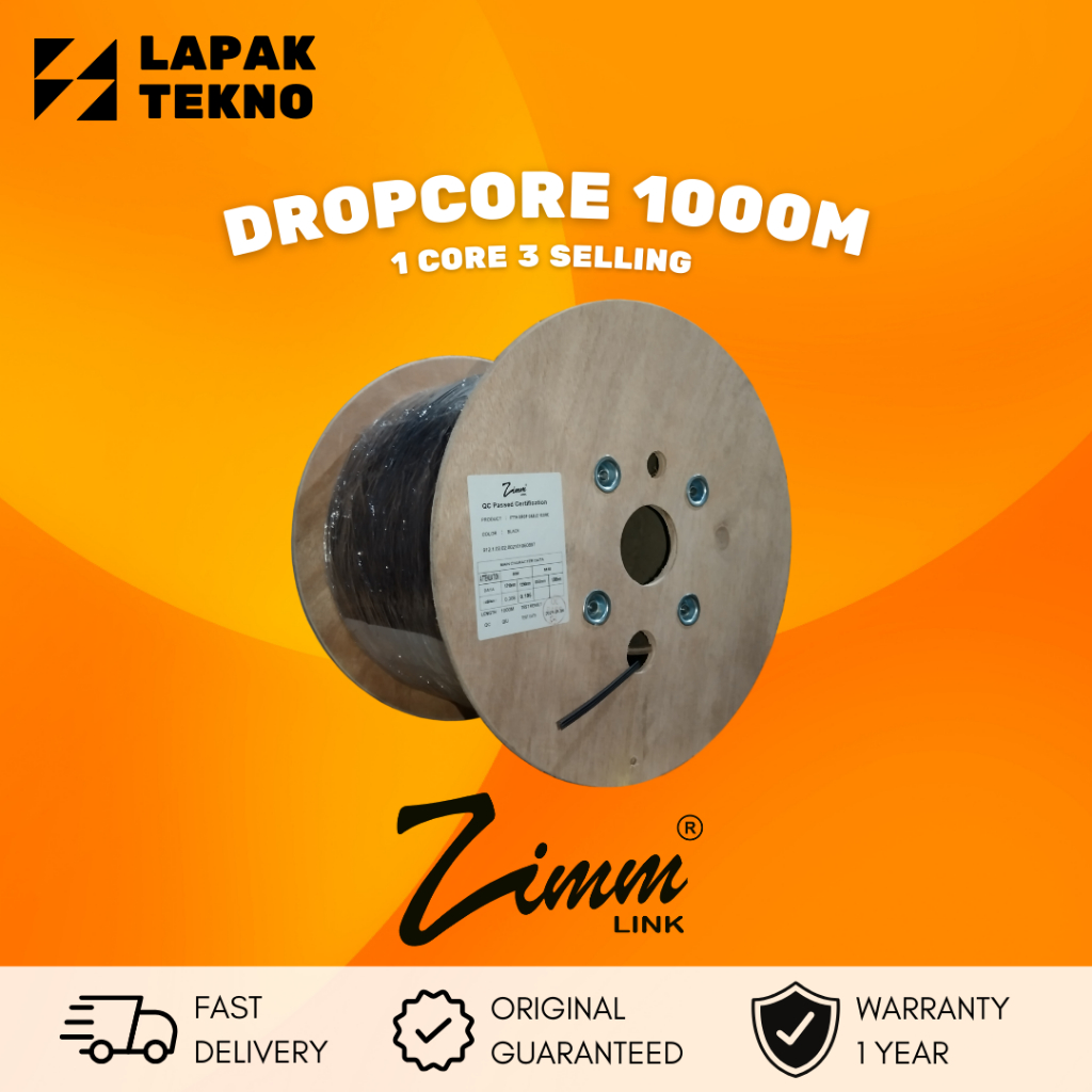 Jual ZIMMLINK Dropcore Cable Fiber Optical 1 Core 3 Seling 1000 Meter ...
