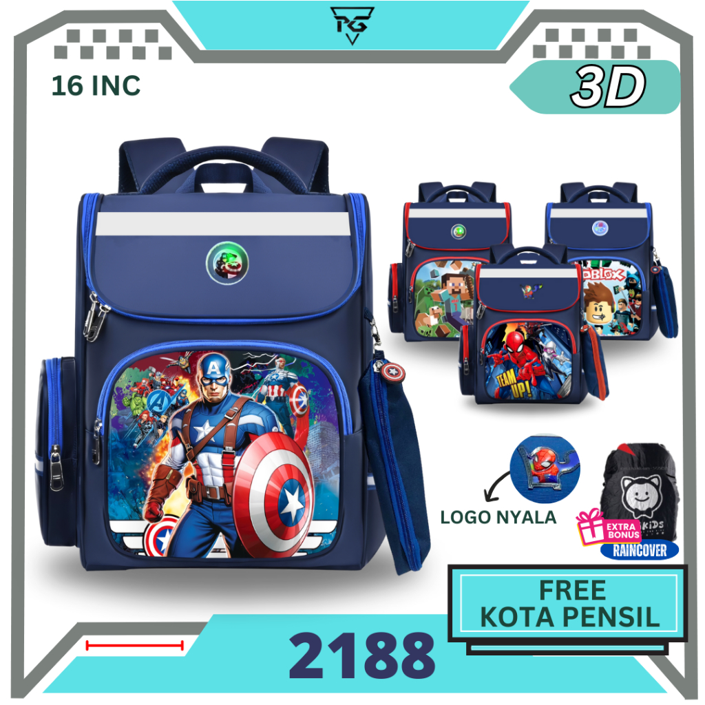 Jual Tas Sekolah Anak Laki Laki SD Gambar Timbul 3 Dimensi High Quality RPG 2188 | Shopee Indonesia
