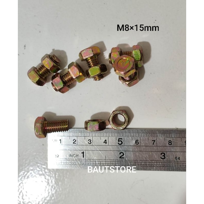 Jual Baut Mur Kuning/BMK - Baut 12/M8 x 1,5cm (paket 5pcs) | Shopee Indonesia