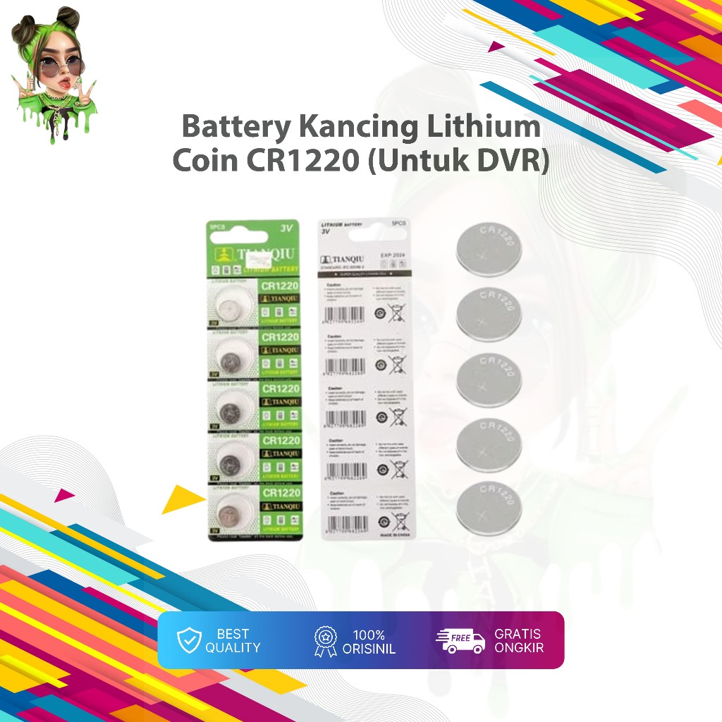 Jual Baterai Tianqiu CR1220 / CR-1220 battery untuk DVR / PC | Shopee Indonesia