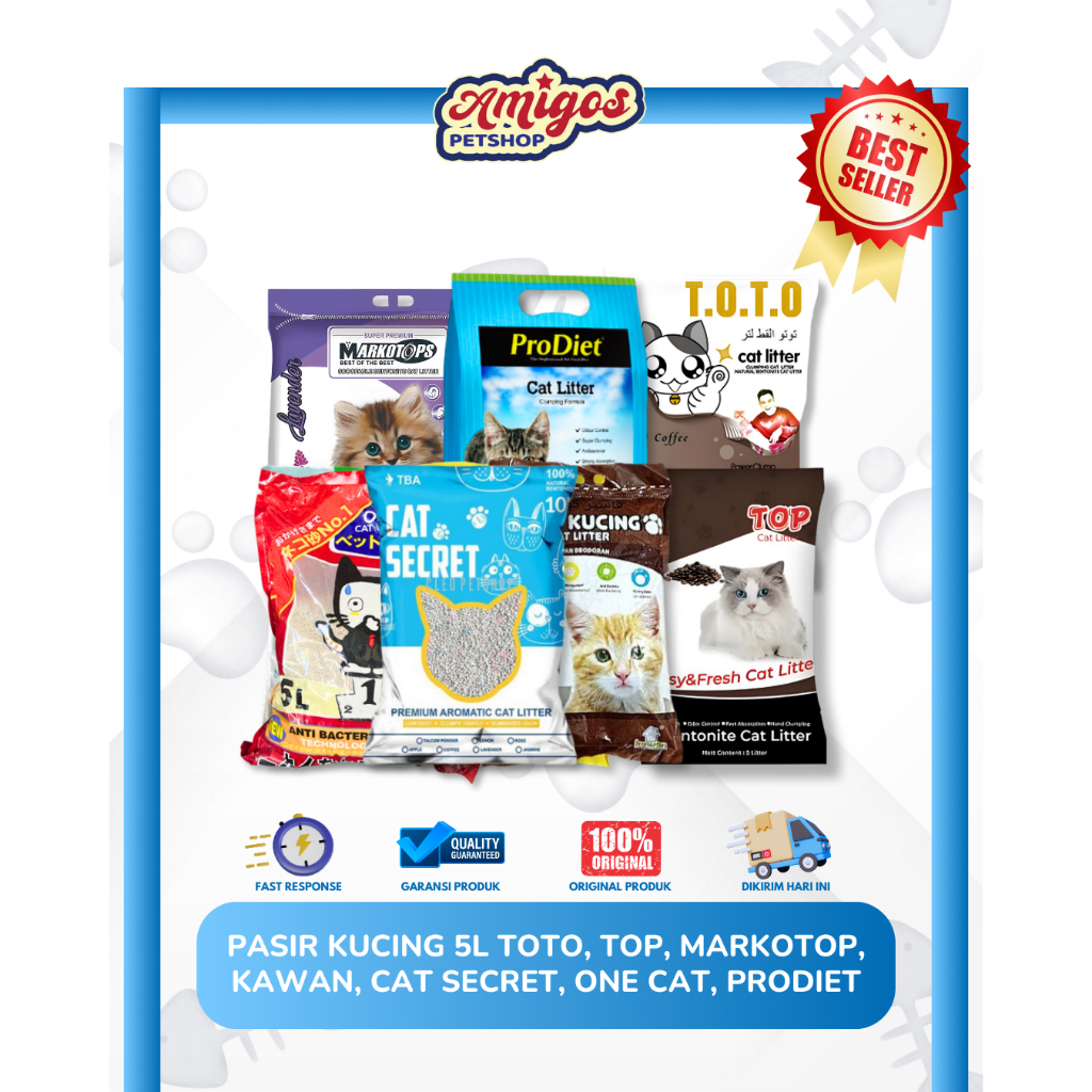 Jual Pasir Kucing 5L - Pasir Toto/Pasir Top/Pasir Markotop/Pasir Kawan ...