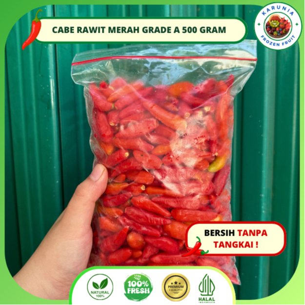 Jual Cabe Rawit Merah Petik Tangkai 500gr GRADE A I Cabai Rawit Merah ...