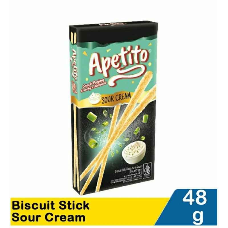 Jual apetito biscuit stick sour cream 48 gr , pizza 48 gr , barbque 48 ...