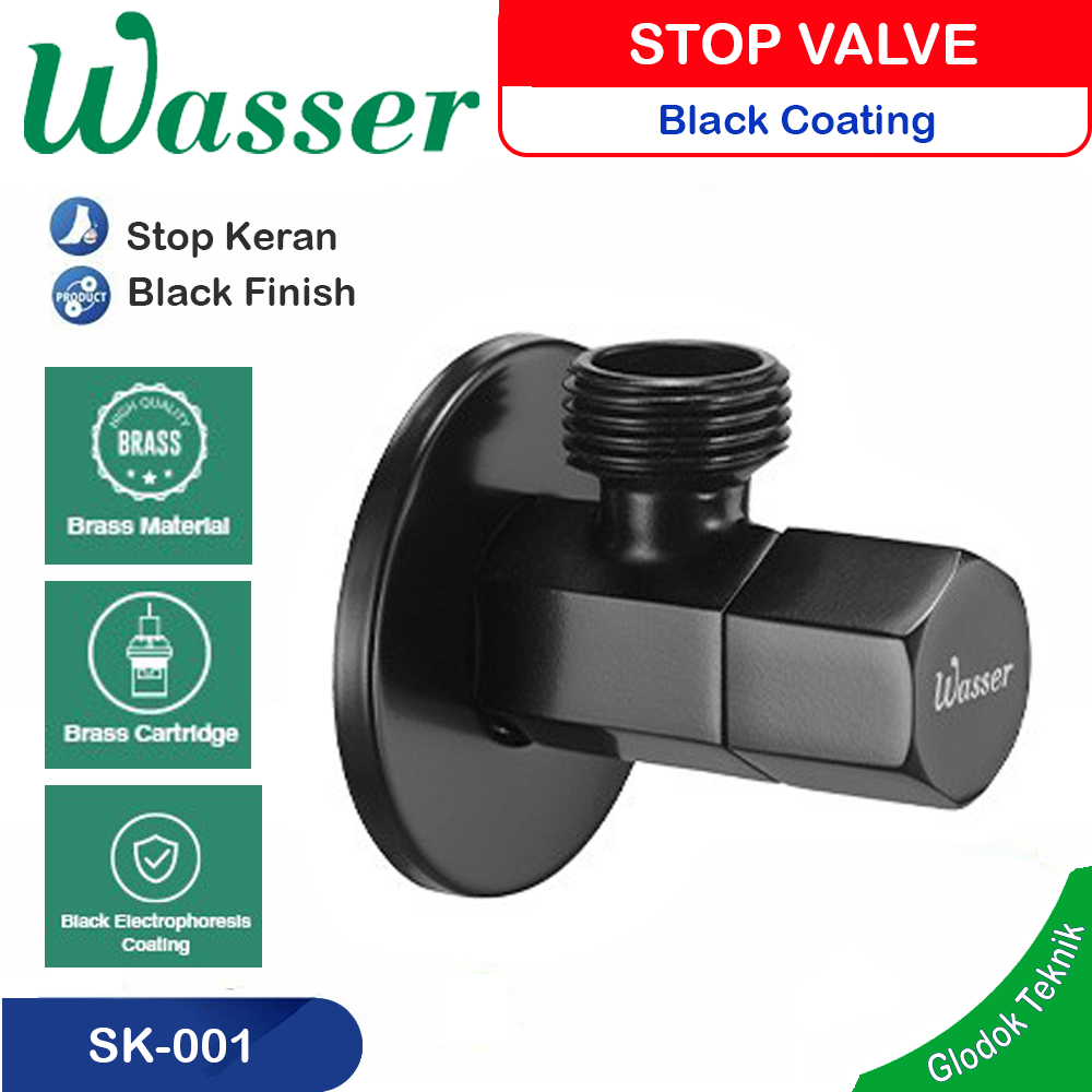 Jual Wasser kran shower - stop kran Midnight Black Hexagonal Stop Valve ...