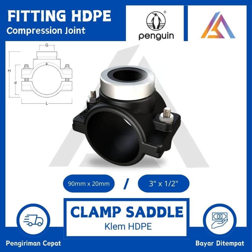 Jual Fitting HDPE Clamp Saddle 90mm x 20mm Atau 3" x 1/2" Inch Compression | Shopee Indonesia