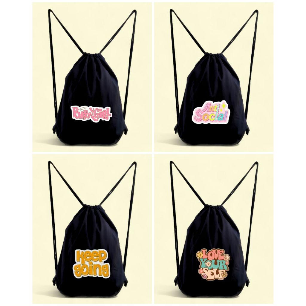 Jual (Part 12 STRINGBAG) Tas KPOP korean pop ransel serut drawstring gymsack quote kata viral ...