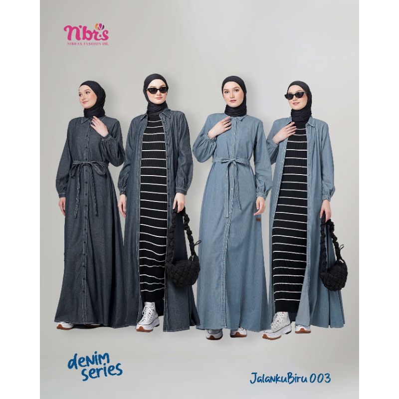Jual Gamis Nibras Terbaru JALANKU BIRU 003 // Gamis DENIM SERIES ...