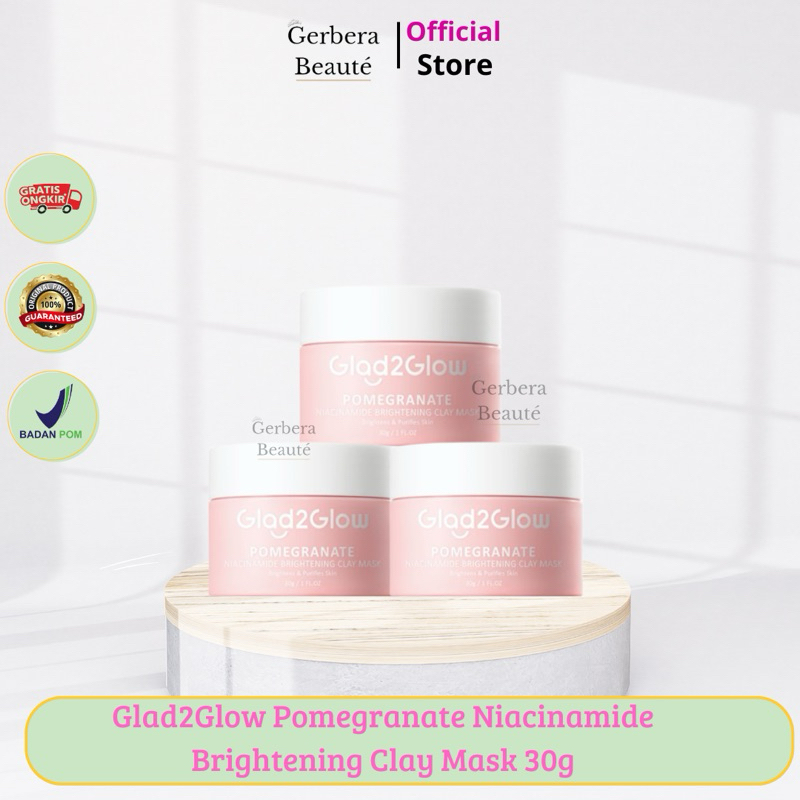 Jual Glad2Glow Pomegranate Niacinamide Brightening Clay Mask 30g | Shopee Indonesia