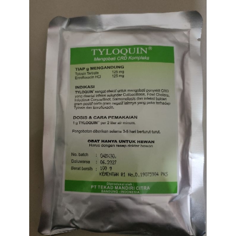 Jual Tyloquin 100 gram (tylosin) | efektif mengobati penyakit CRD ...