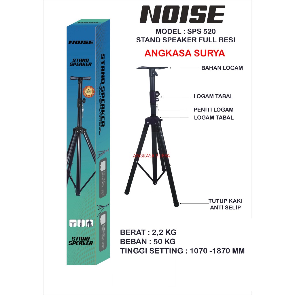 Jual STAND SPEAKER FULL BESI NOISE SPS520 / SPS 520 TRIPOD SPEAKER ...