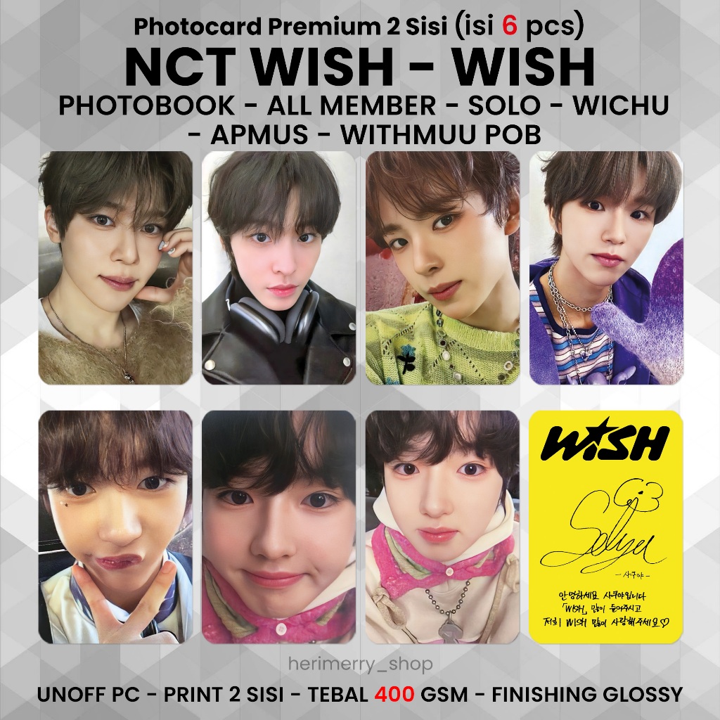 Jual (ISI 6 PCS) Photocard NCT WISH WISH - PC Premium 2 Sisi Kartu Kpop Merch Unofficial ...
