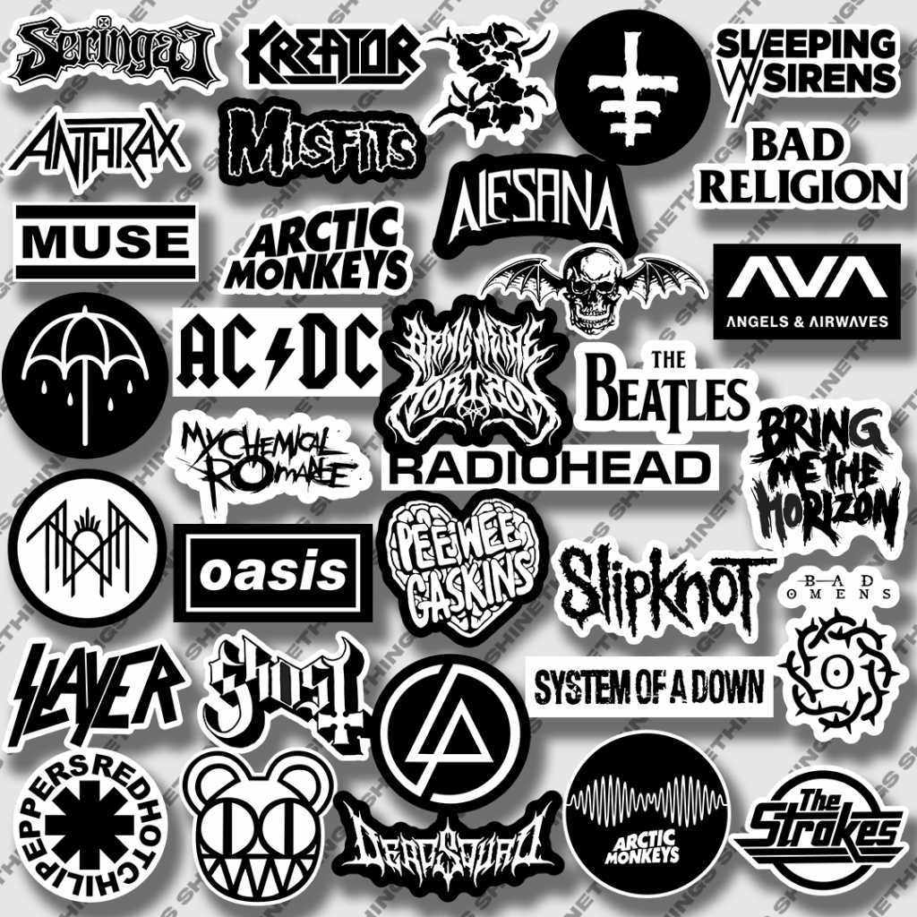 Jual 34 pcs Stiker helm band metal BMTH MCR SLIPKNOT || Sticker case hp ...