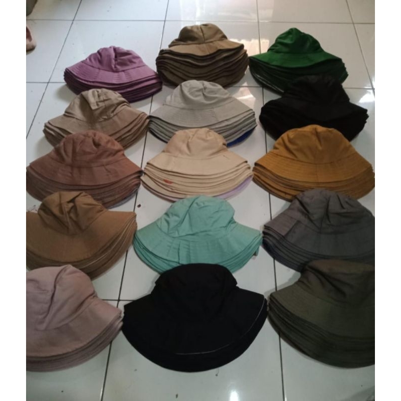 Jual topi keplek/rimba pake tali bahan limbah(campur) topi pemulung ...
