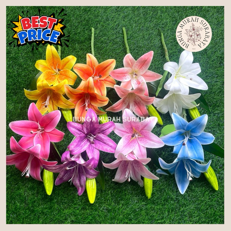 Jual BUNGA LILY LATEX CABANG 2 ARTIFICIAL BUNGA LILI PALSU BAHAN LATEX ...