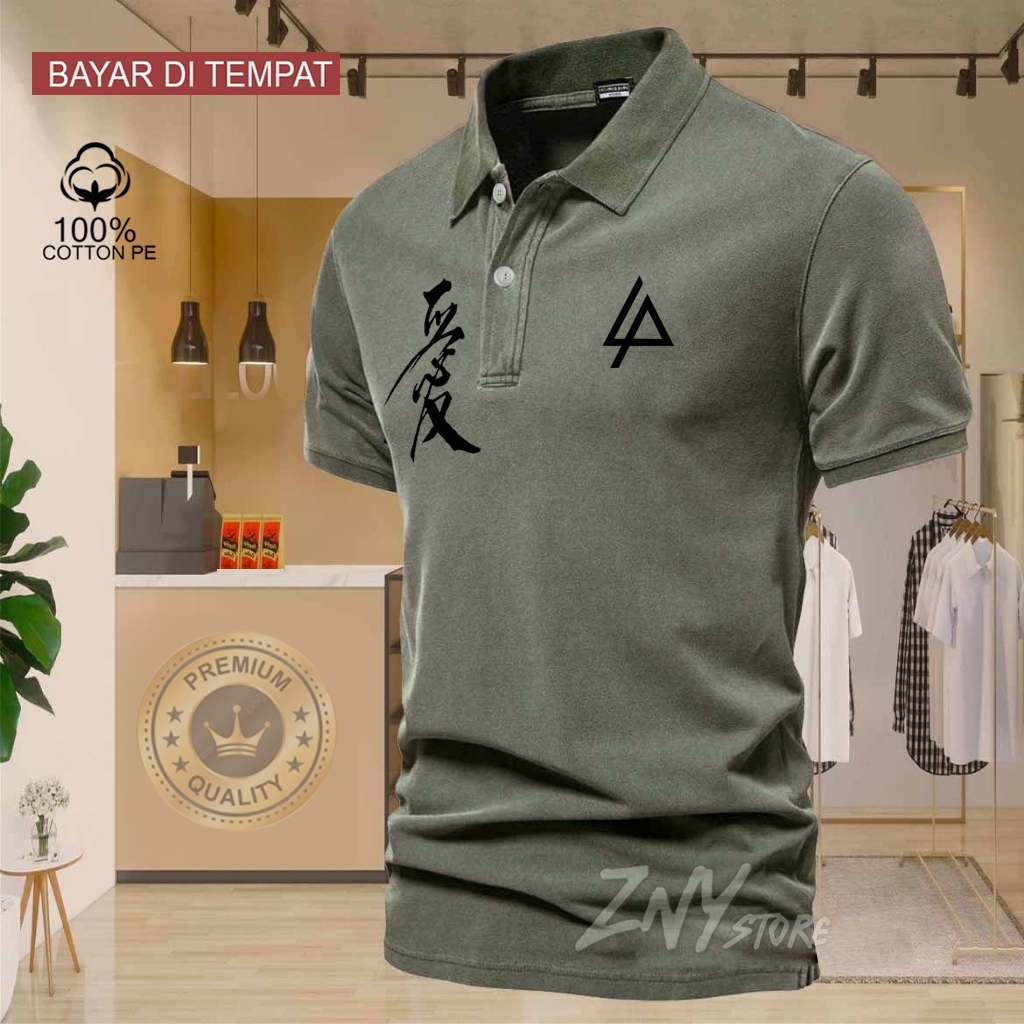 Jual COD T-shrit POLO kerah Linkin Park Cina logo Hitam Baju Kaos Kerah Dewasa Shirt / Kaos ...
