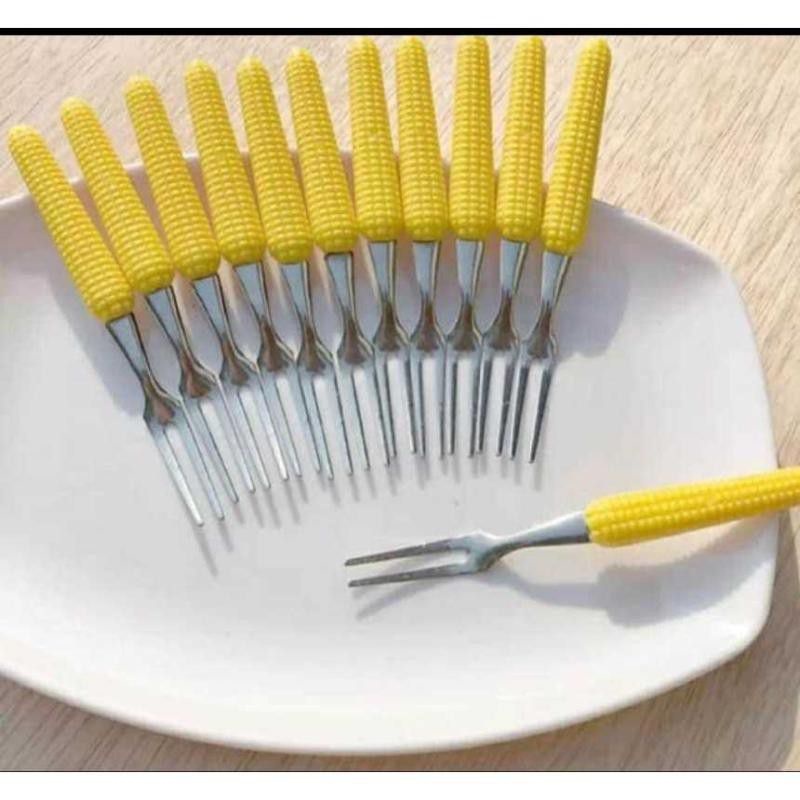 Jual { 12 PC } GARPU TUSUKAN KUE MOTIF JAGUNG / GARPU KECIL ACARA PESTA ...