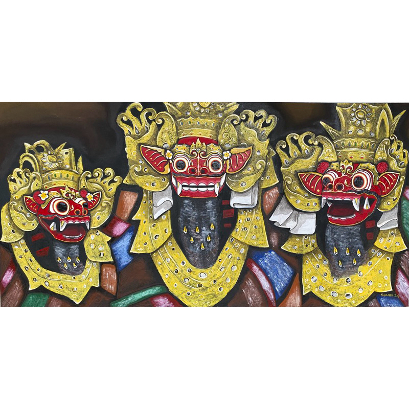 Jual Lukisan Topeng Barong, Lukisan Barong, Lukisan penari Barong, Ukuran : 200 x 100 | Shopee ...