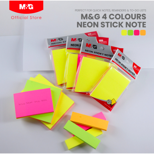 Jual M&G Sticky Notes 100 sheet / Colorful / Neon Color | Shopee Indonesia