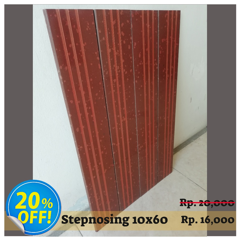 Jual Stepnosing Granit 10x60 Maroon Bintik Glossy Lantai Tangga Anti ...