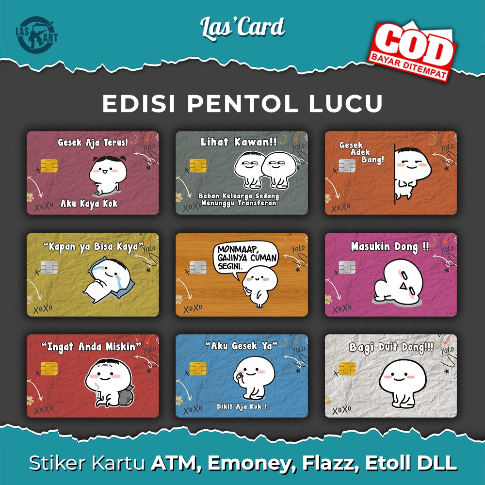 Jual STIKER KARTU ATM/E-MONEY STIKER PENTOL LUCU (LAMINASI GLOSSY ...
