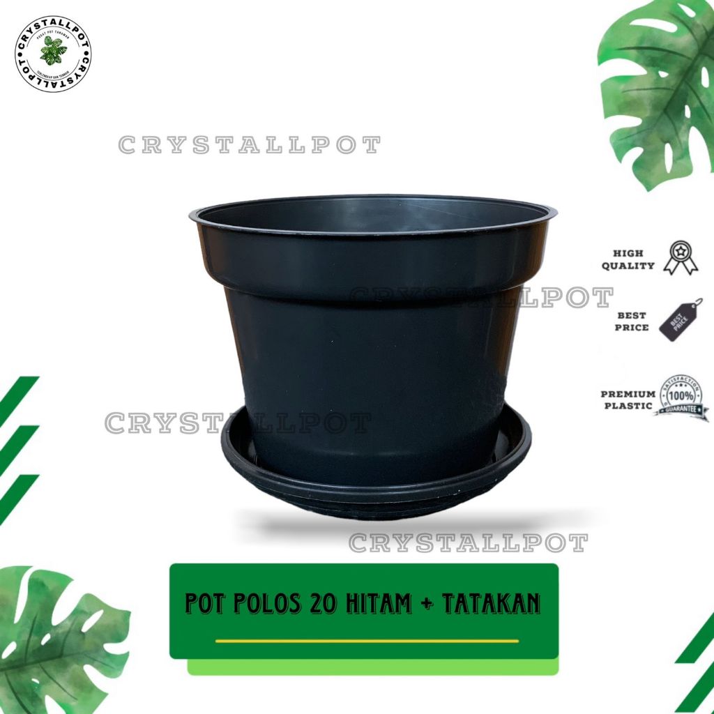 Jual POT BUNGA TANAMAN PLASTIK HITAM 20 POLOS + TATAKAN BAWAH | Shopee ...
