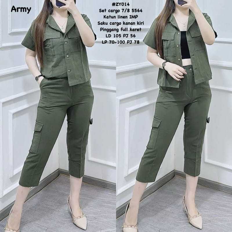 Jual SETELAN CARGO WANITA 7/8 ONE SET CARGO TERBARU | Shopee Indonesia