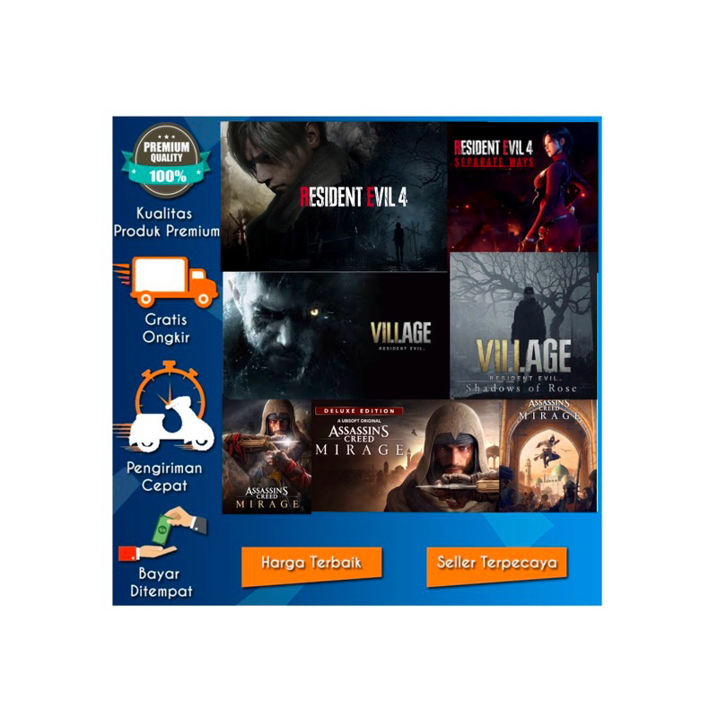 Jual BUNDLE GAME PACKAGE ( RESIDENT EVIL 4 REMAKE + RESIDENT EVIL VILLAGE + ASSASIN CREED MIRAGE ...
